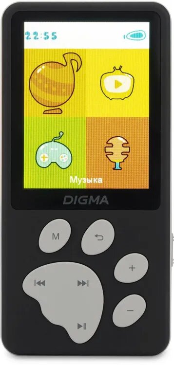 MP3 плеер Digma S5 flash, 8ГБ, черный/серый