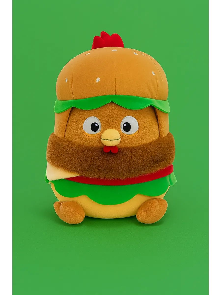 Мягкая игрушка Курица в гамбургере 30см