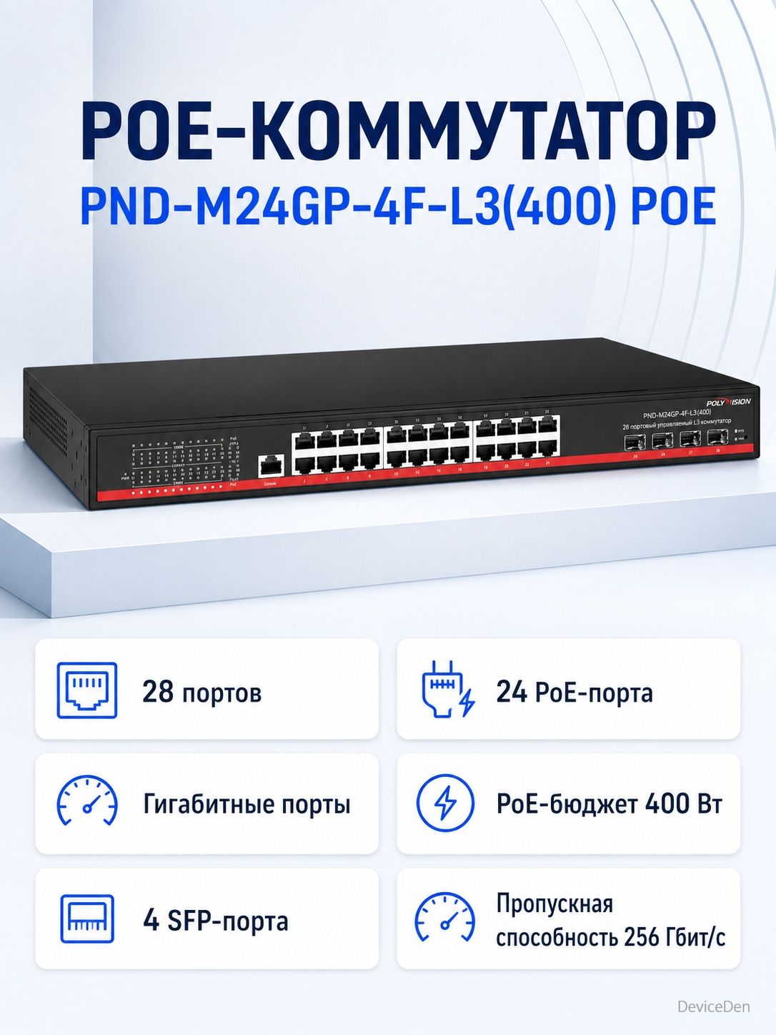 Polyvision PND-M24GP-4F-L3(400) PoE-коммутатор