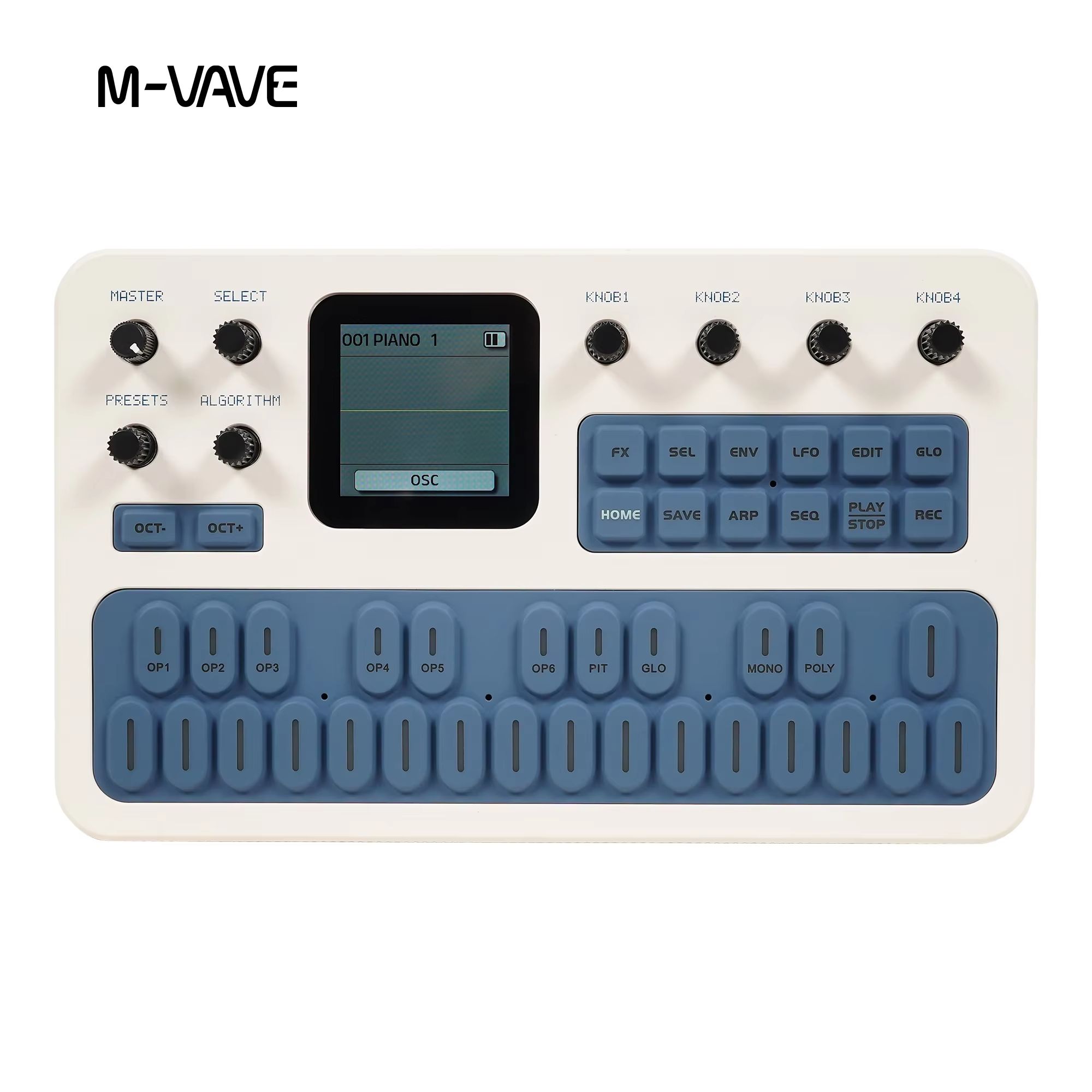 M-VAVE FM1 SK15 27 клавиш синтезатор оранжевый цвет, 6 операторов 32 алгоритма, 128 предварительных настроек, встроенный динамик, Bluetooth MIDI