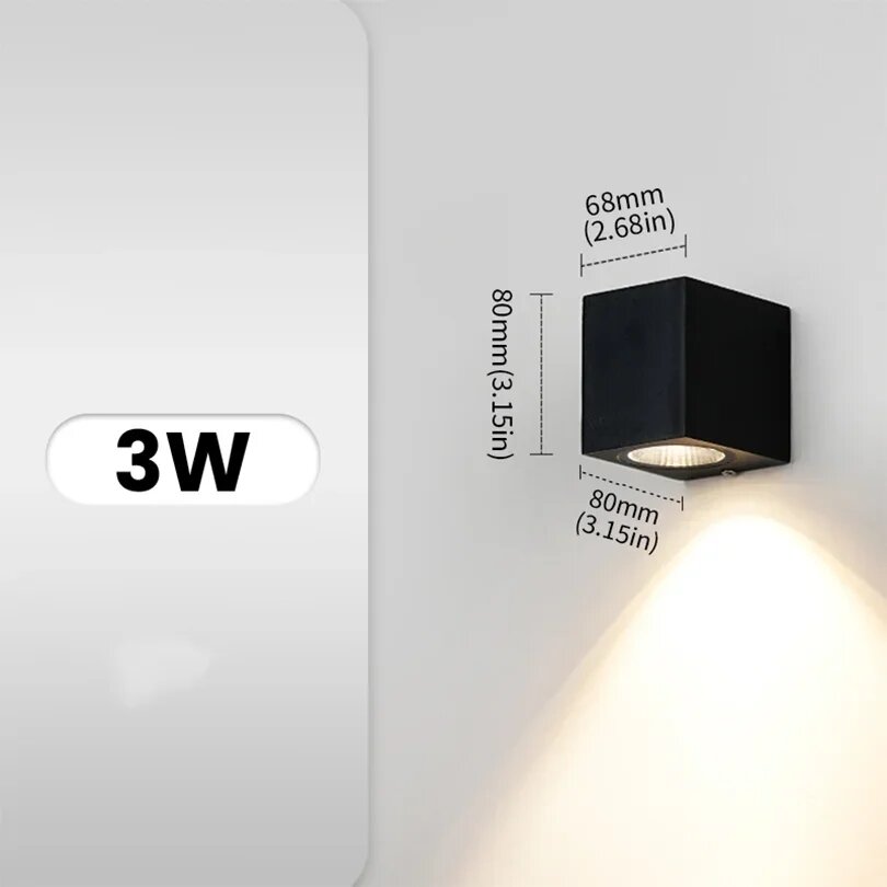 Настенный светильник LED 3W, черный, Emitting Color: C