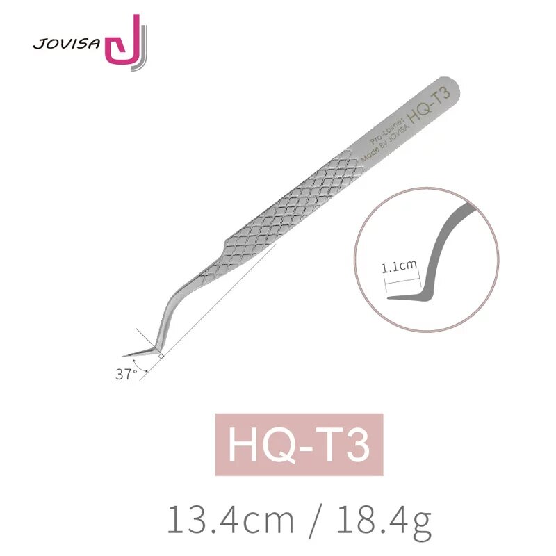 Профессиональные пинцеты для ресниц Jovisa HQ-T3 с изогнутым концом для мастеров маникюра и красоты