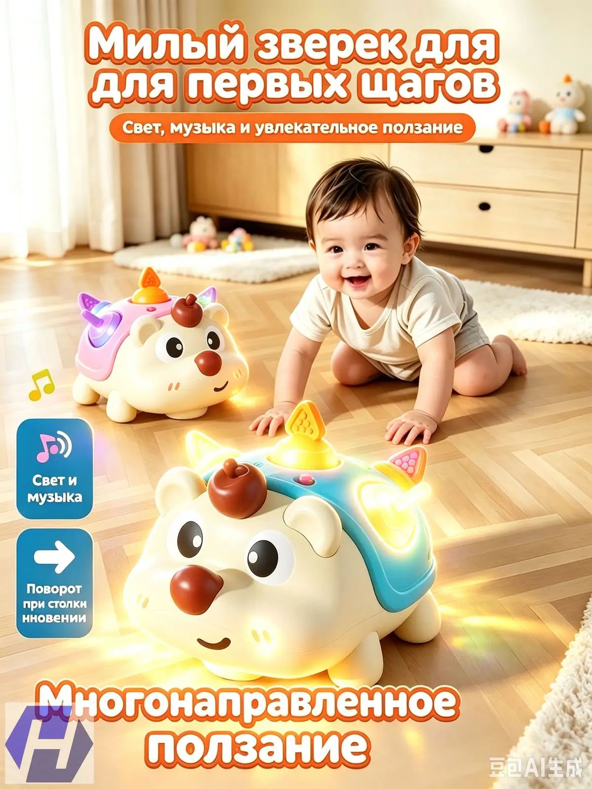 Интерактивная развивающая игрушка в виде черепашки, популярная модель для малышей от 12 месяцев,