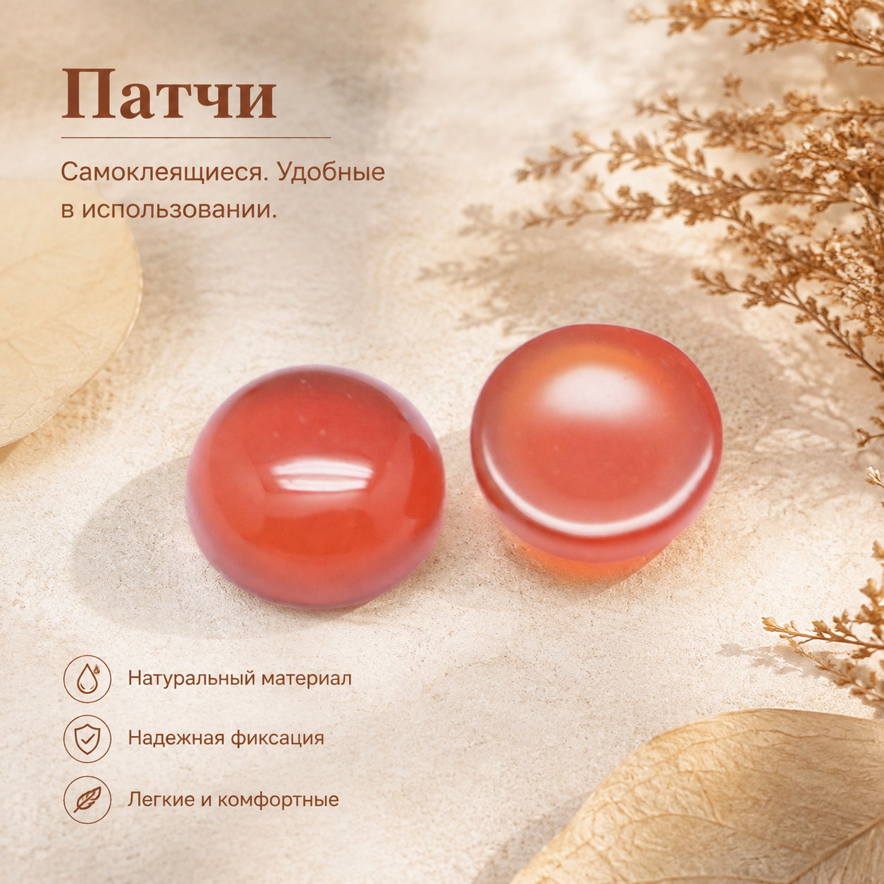 10 кабошонов из натурального сердолика, окрашенных методом нагрева, полукруглых куполов