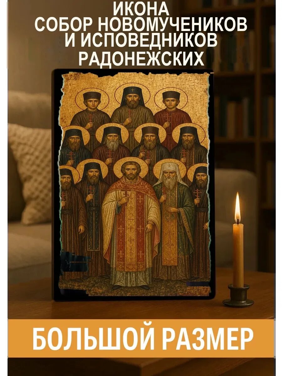 Икона Собор новомучеников и исповедников Радонежских, на дереве