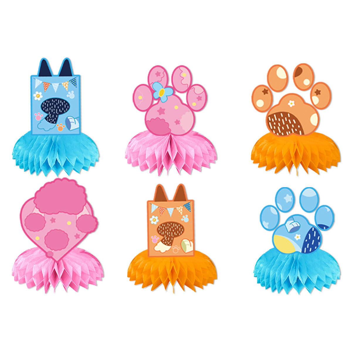 Бумажные шары-сотовые для дня рождения Bluey, 6 шт, декор для детской комнаты и вечеринки
