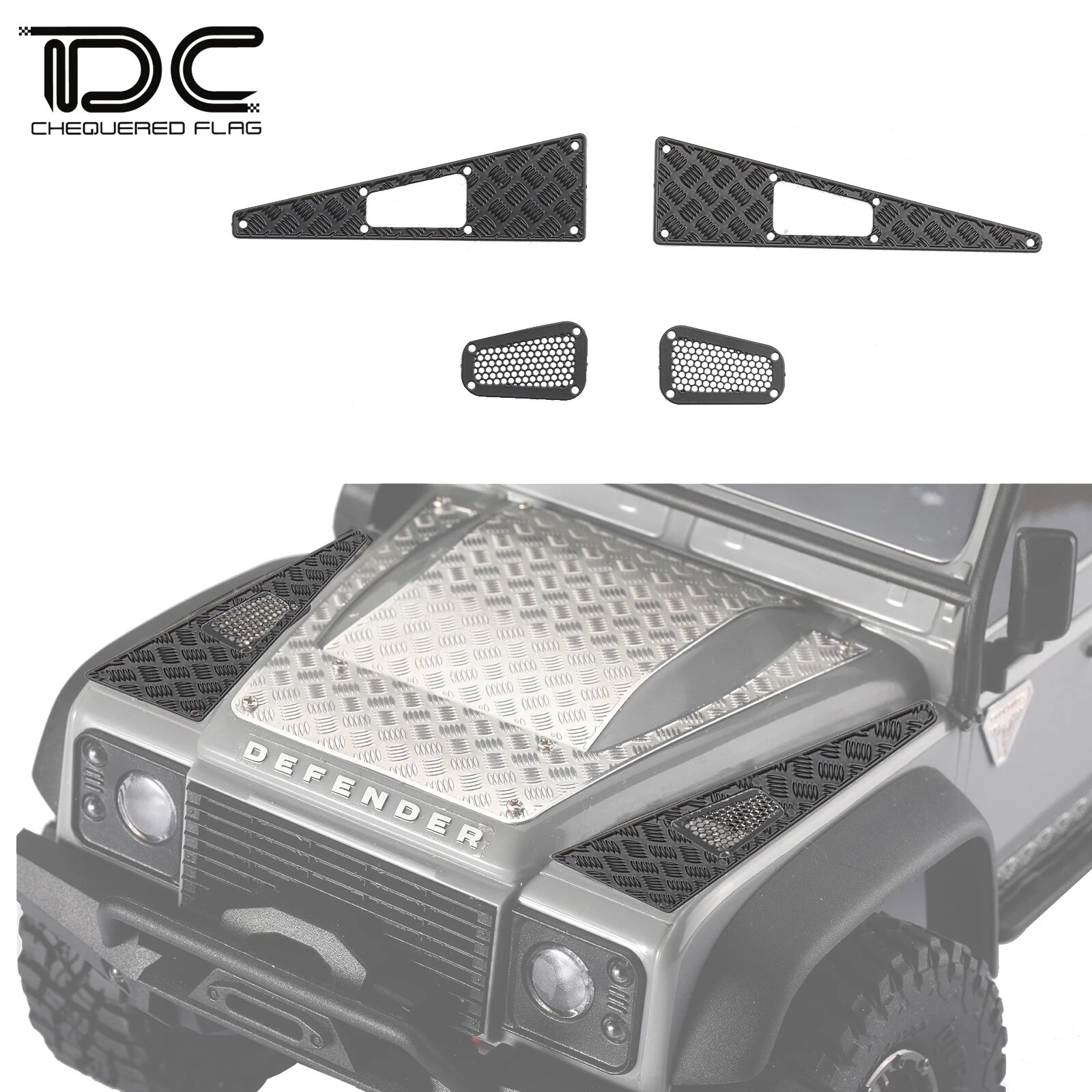 Черный комплект сетки для капота TRX-4M Defender DJ-1182BK
