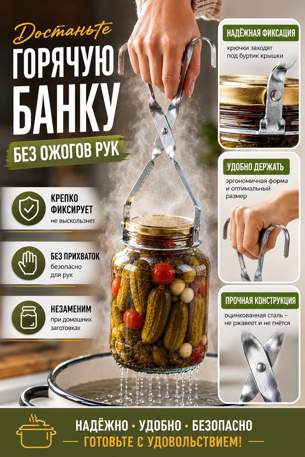 Захват для банок проволочный, ухват для горячих банок при консервировании