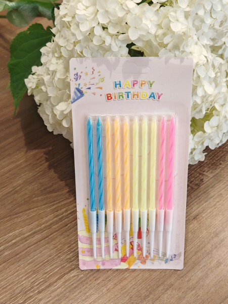 Свечи для торта Happy Birthday 10см. с подставкой. 10шт.