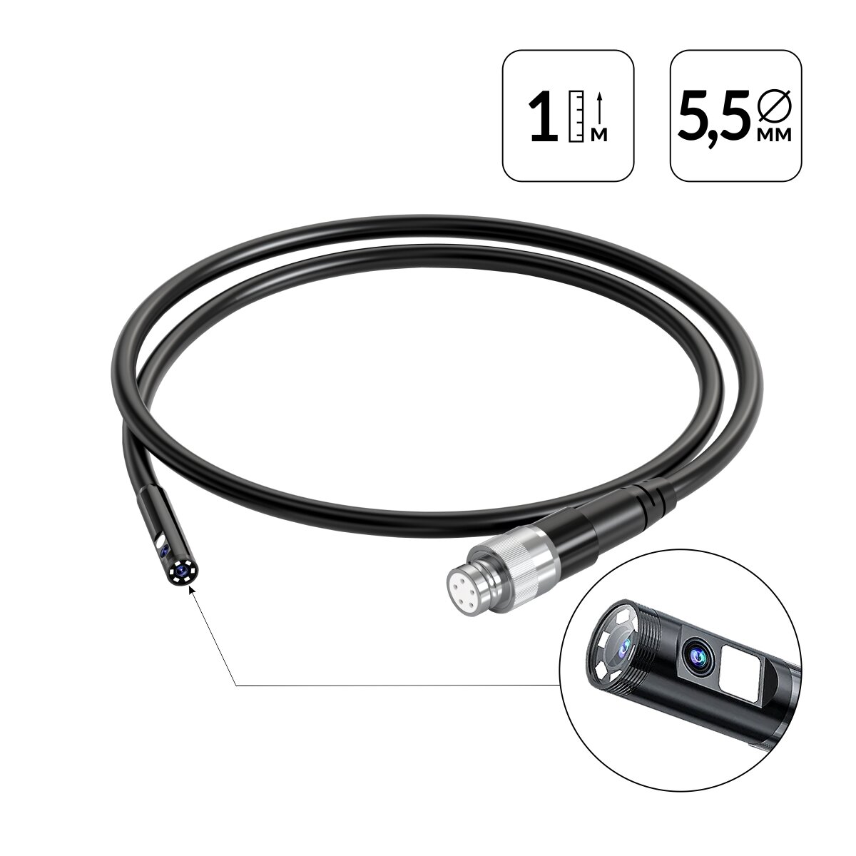 ICarTool Зонд для видеоэндоскопа IC-V116A/B/C, 2 камеры, 1м, 5.5 мм IC-VP11655-5P