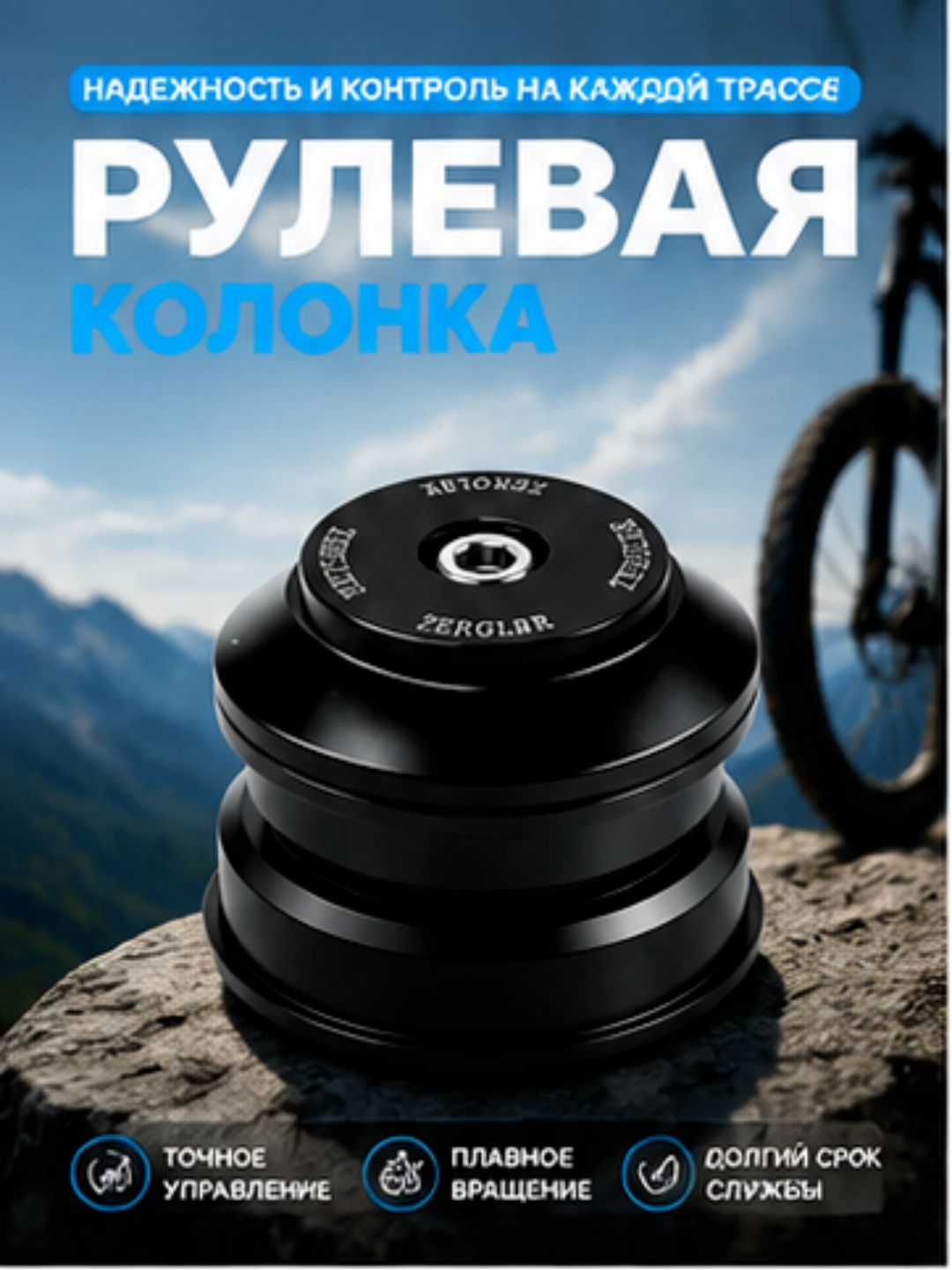 Рулевая колонка для велосипеда , Рулевой набор на пром подшипниках , 44-56мм , Черный, 1 шт.