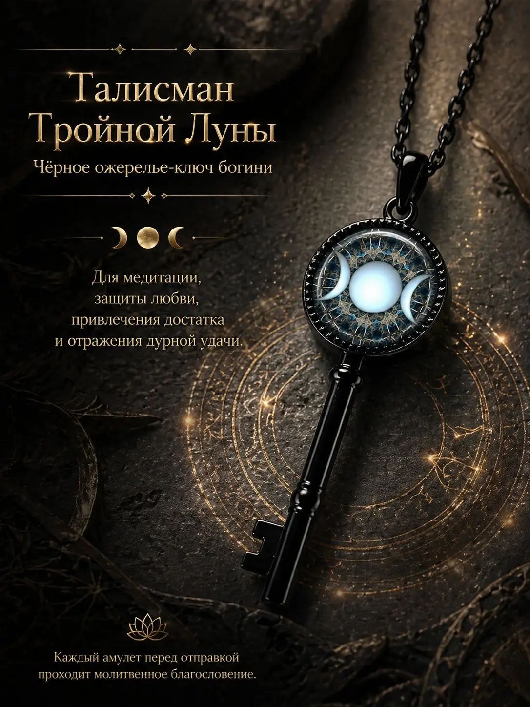 Талисман Оберег/Кулон -ключ "Лунное Всевидящее Око"