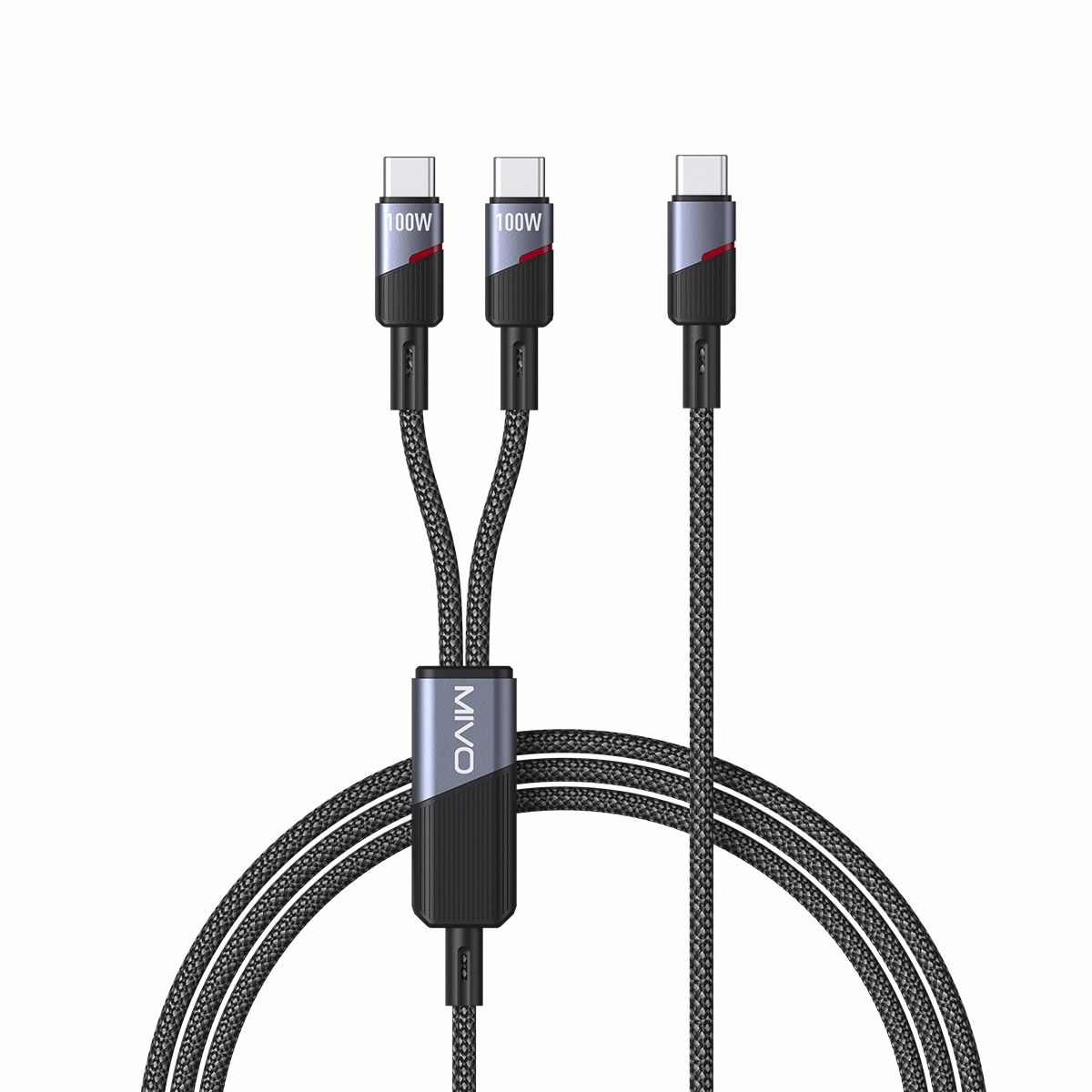 Кабель 2в1 Type-C-Lighting+Type-C 1.2м, PD 100W+PD 100W