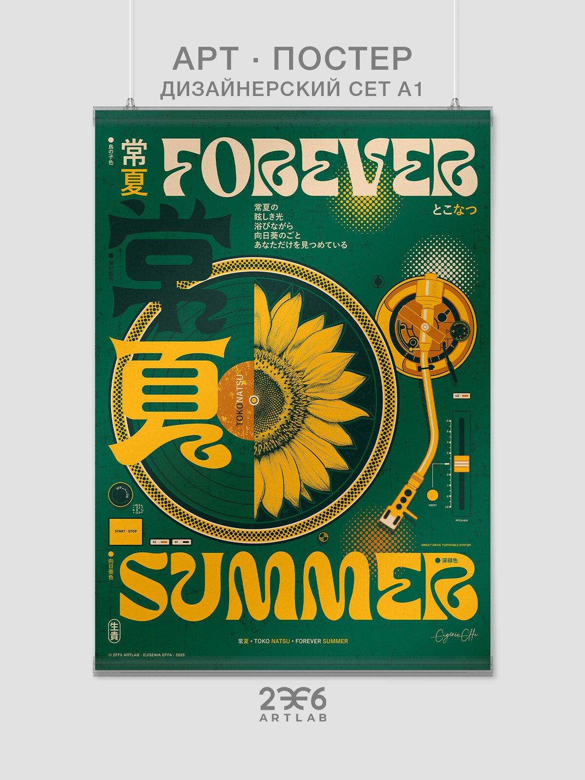 Постер 2FF6 ARTLAB Forever Summer Вечное Лето, морской индиго, ночь, Sea Pine Indigo, А1, сет с профилями