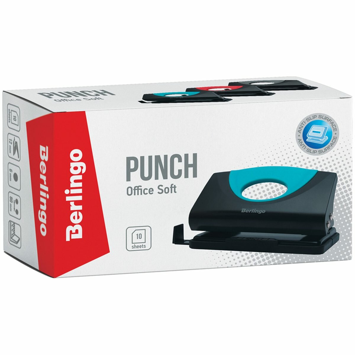 Дырокол Berlingo Office Soft, 10 листов, линейка, синий (DDp_10162), 72шт.