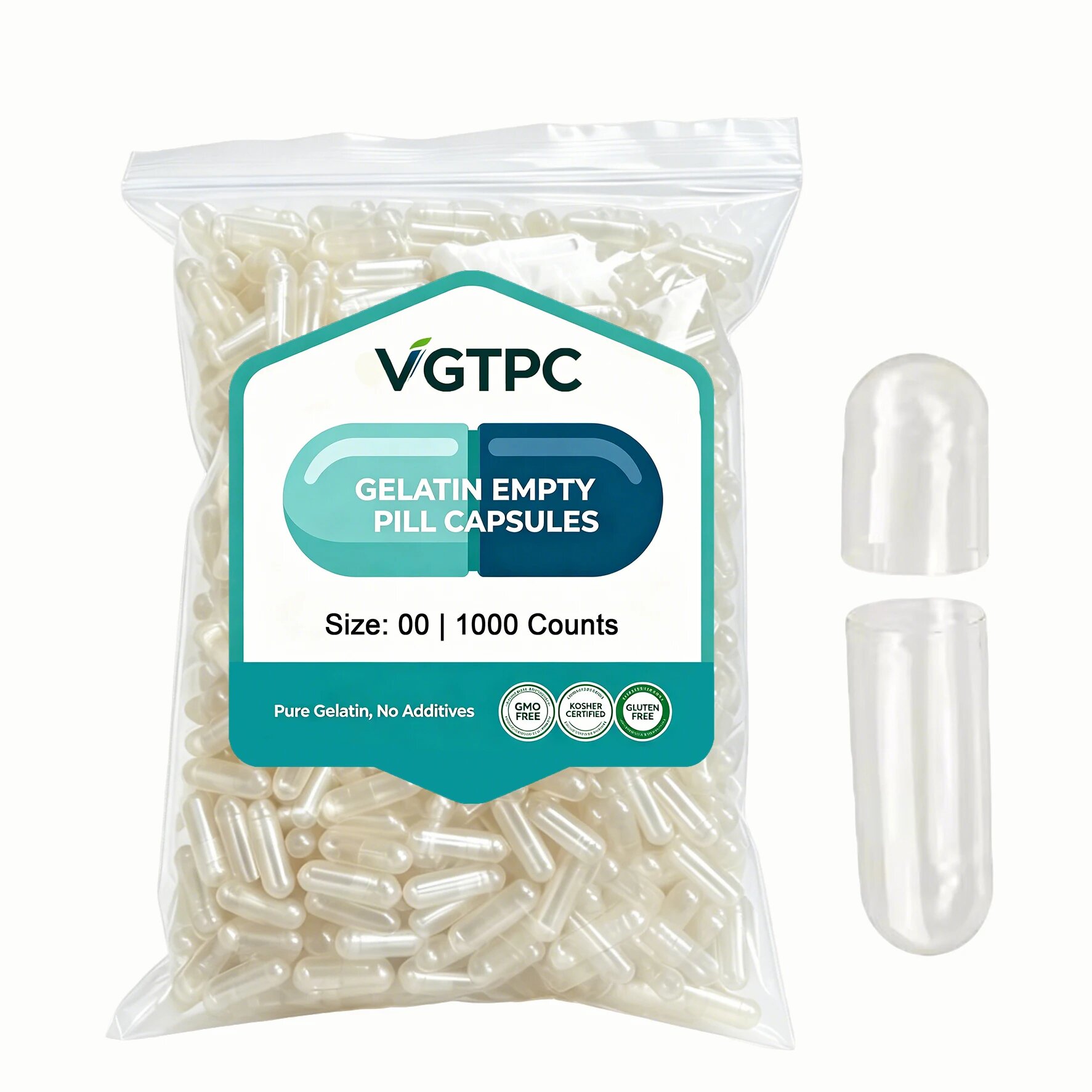 Пустые желатиновые капсулы VGTPC размер 00 1000 шт Size 00 Separated