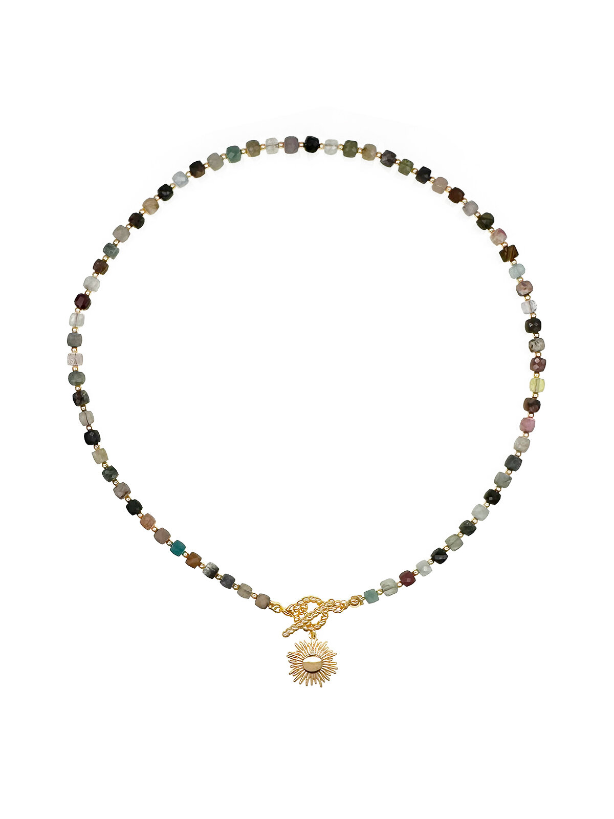 Колье Strekoza Collection, кварц, горный хрусталь, турмалин, берилл, аметист, амазонит, агат, цитрин, авантюрин, аквамарин