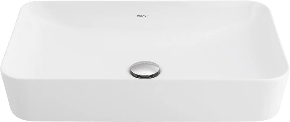 Накладная раковина Creavit Ultra UL060-00CB00E-0000 60 накладная, без отверстия под смеситель, фарфоровая, прямоугольная, раковина для ванной, белая