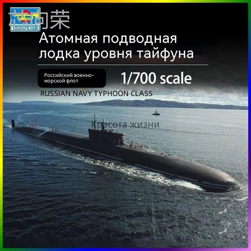 Сборная модель подводной лодки Тайфун 1:700, пластиковая подлодка, 19 деталей