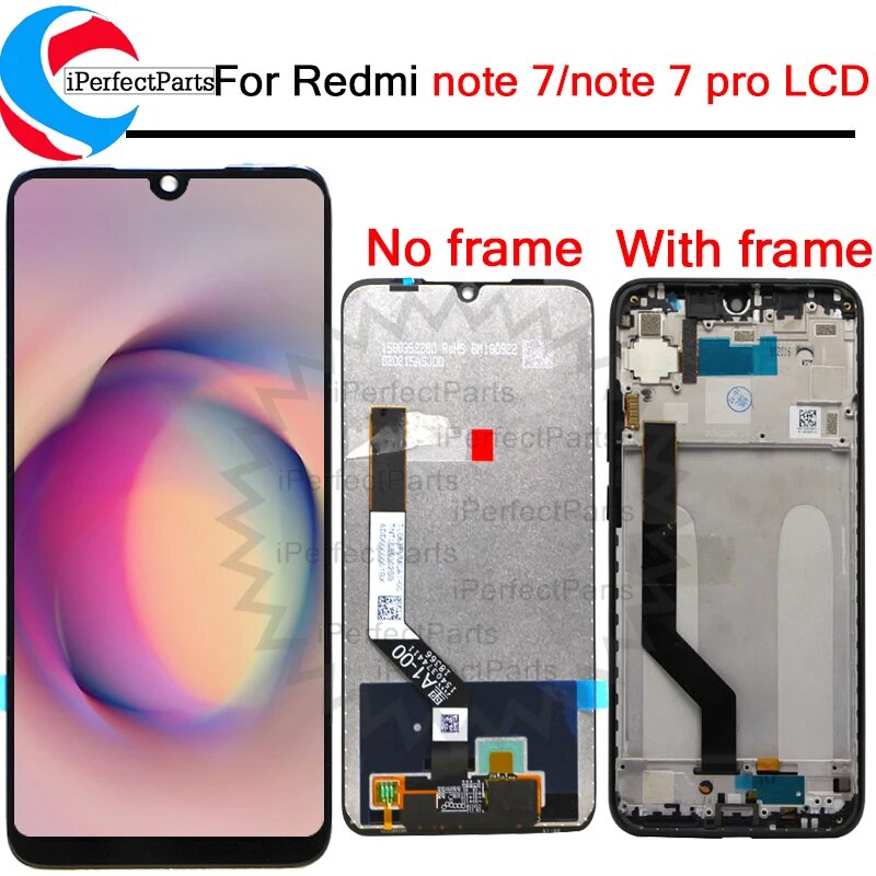 ЖК-дисплей с рамкой для Xiaomi Redmi Note 7 M1901F7G, M1901F7H, сенсорный экран с Red with frame