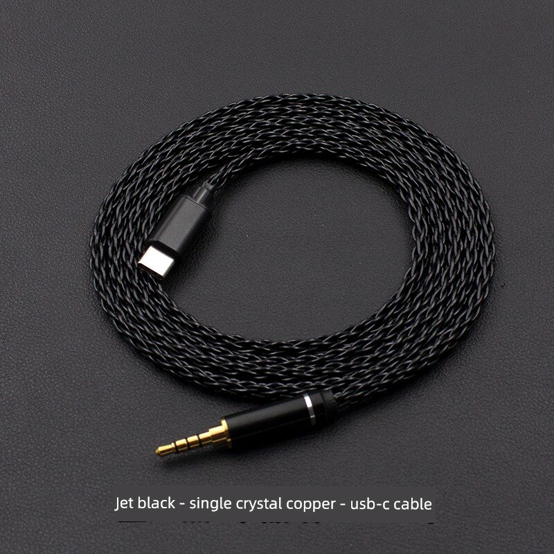 Кабель-апгрейд OCC Copper для Sony WH-1000XM4 MDR-1A MDR-MV1 M1 Type-C до 3.5мм TRRS 1м Черный
