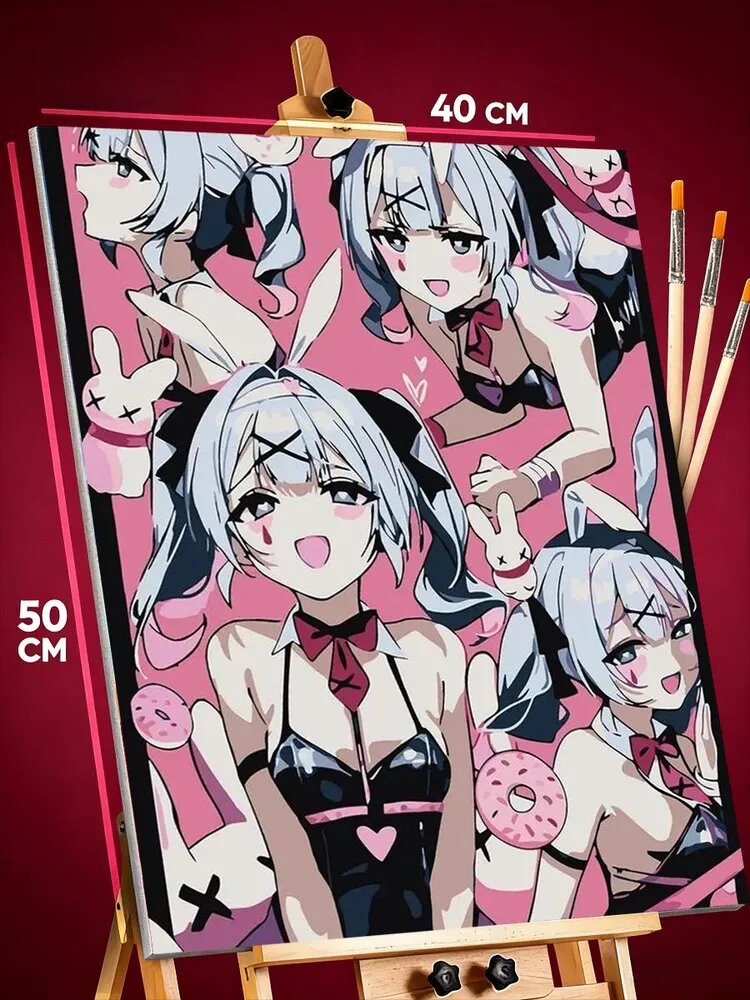 Картина по номерам на холсте с подрамником 40х50 Vocaloid Мику Хатсуне Rabbit Hole