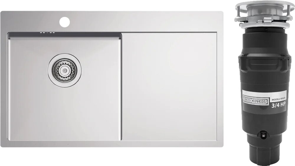 Комплект Мойка Alveus Quarto 30 1124384 78x48, хром, нержавеющая сталь / Измельчитель Bone Crusher BC 910-SL-Slim Line электрический, нержавеющая сталь