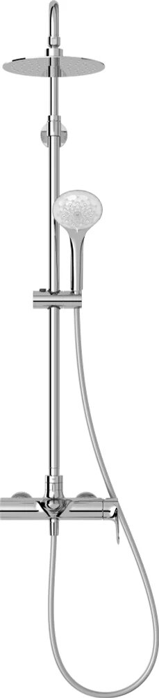 Душевая стойка Jacob Delafon Aleo E97825RU-4-CP со смесителем, хром, глянцевая, душевая система с тропическим душем, с изливом, с лейкой, латунная, рычаг сбоку