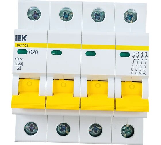 Автомат 4п 50А ВА 47-29 4.5 kA x-ka C "ИЭК" MVA20-4-050-C