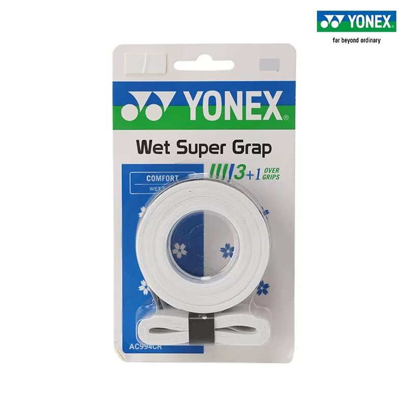 YONEX AC994CR Грипп-лента 4-упаковка белый для тенниса и бадминтона