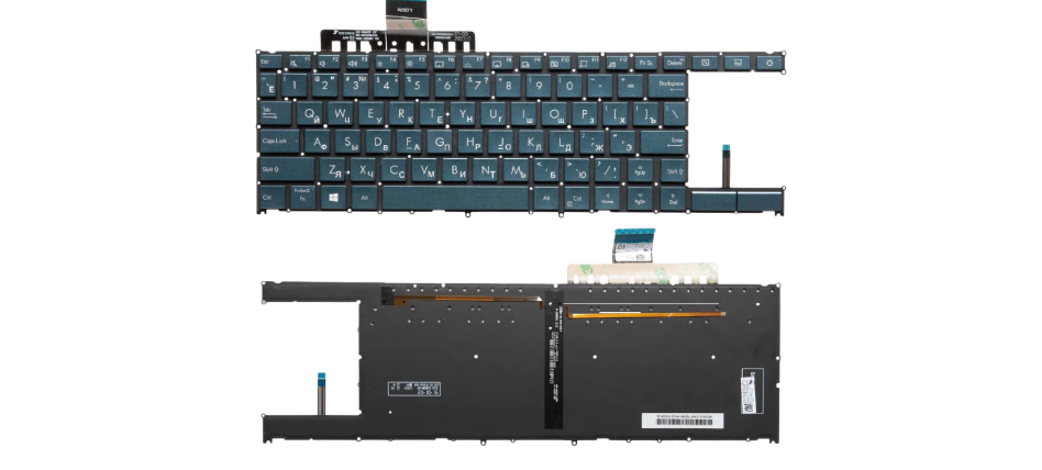 Клавиатура для ноутбука Asus ZenBook Duo UX481FA , UX481FL, синяя, без рамки, с подсветкой