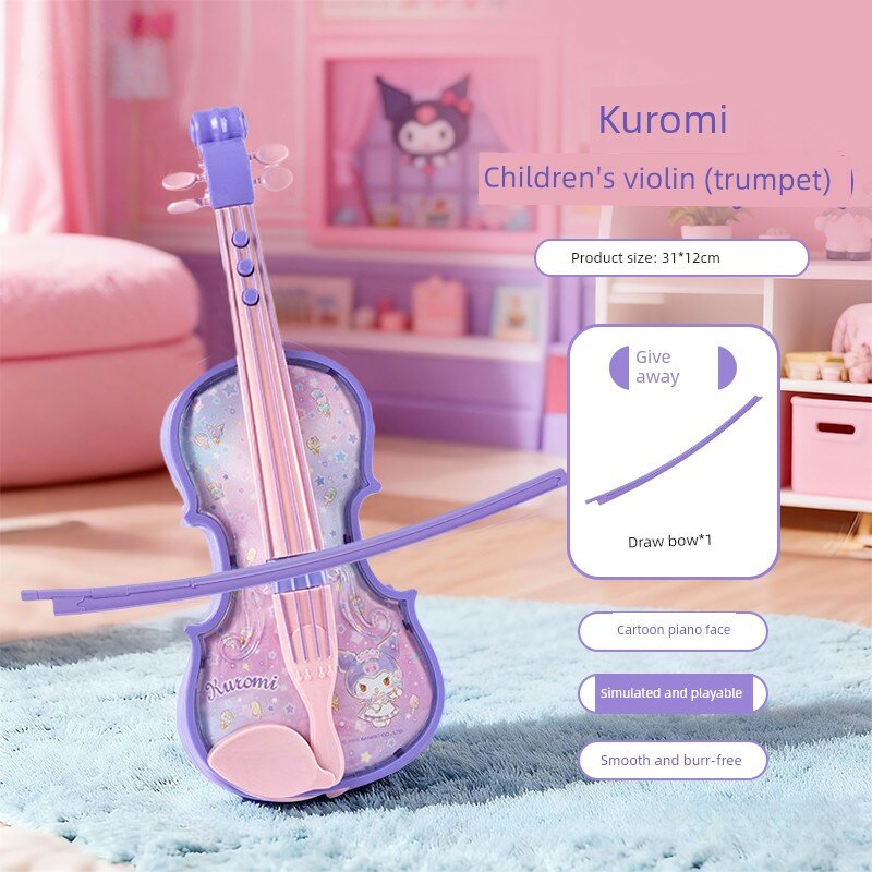 Электронная скрипка-игрушка Kuromi для малышей 1-4 лет, музыкальный учебный инструмент в подарок детям