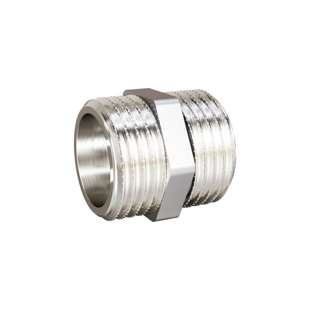 Ниппель прямой LD PRIDE DN32 (1 1/4") НР/НР латунь никель с биркой LD.67.511.32