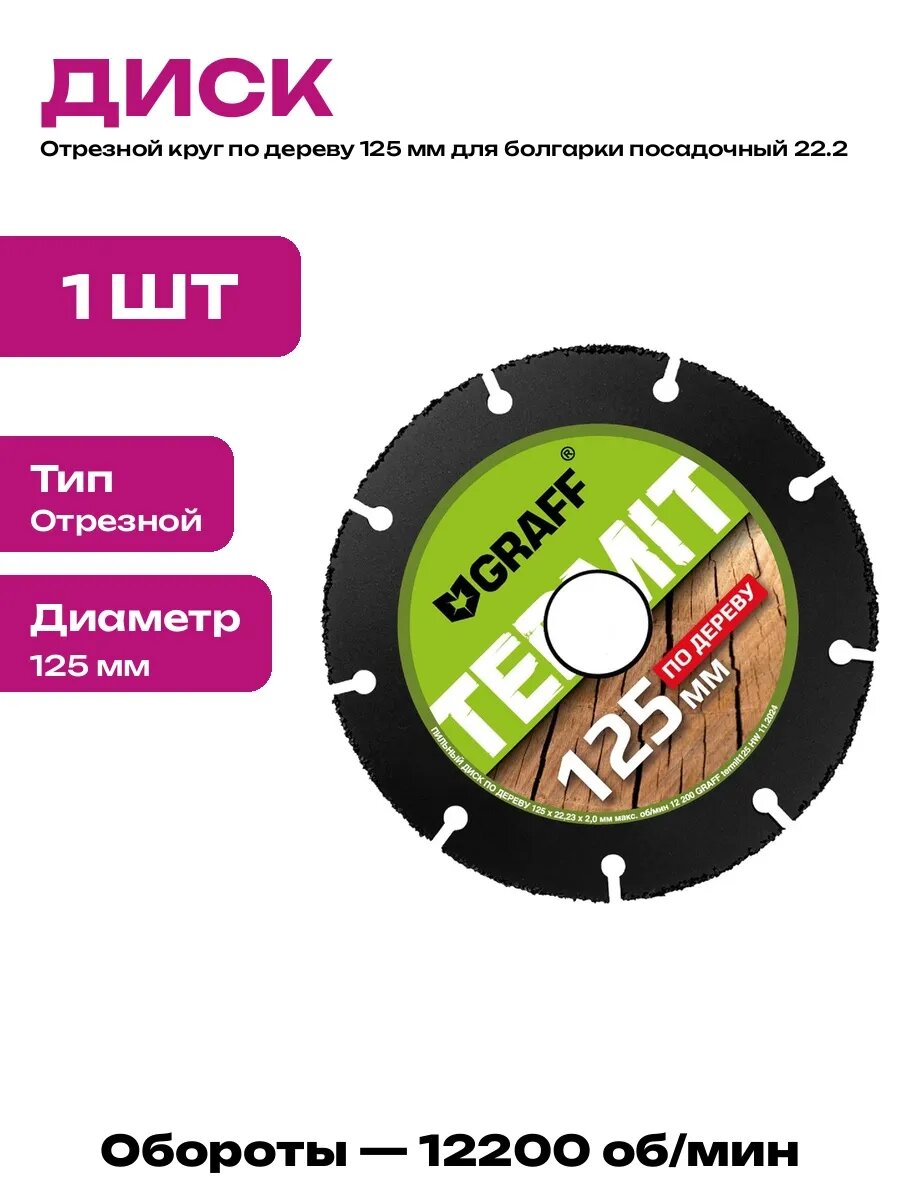 Пильный диск 125 для УШМ с карбидной посыпкой по дереву