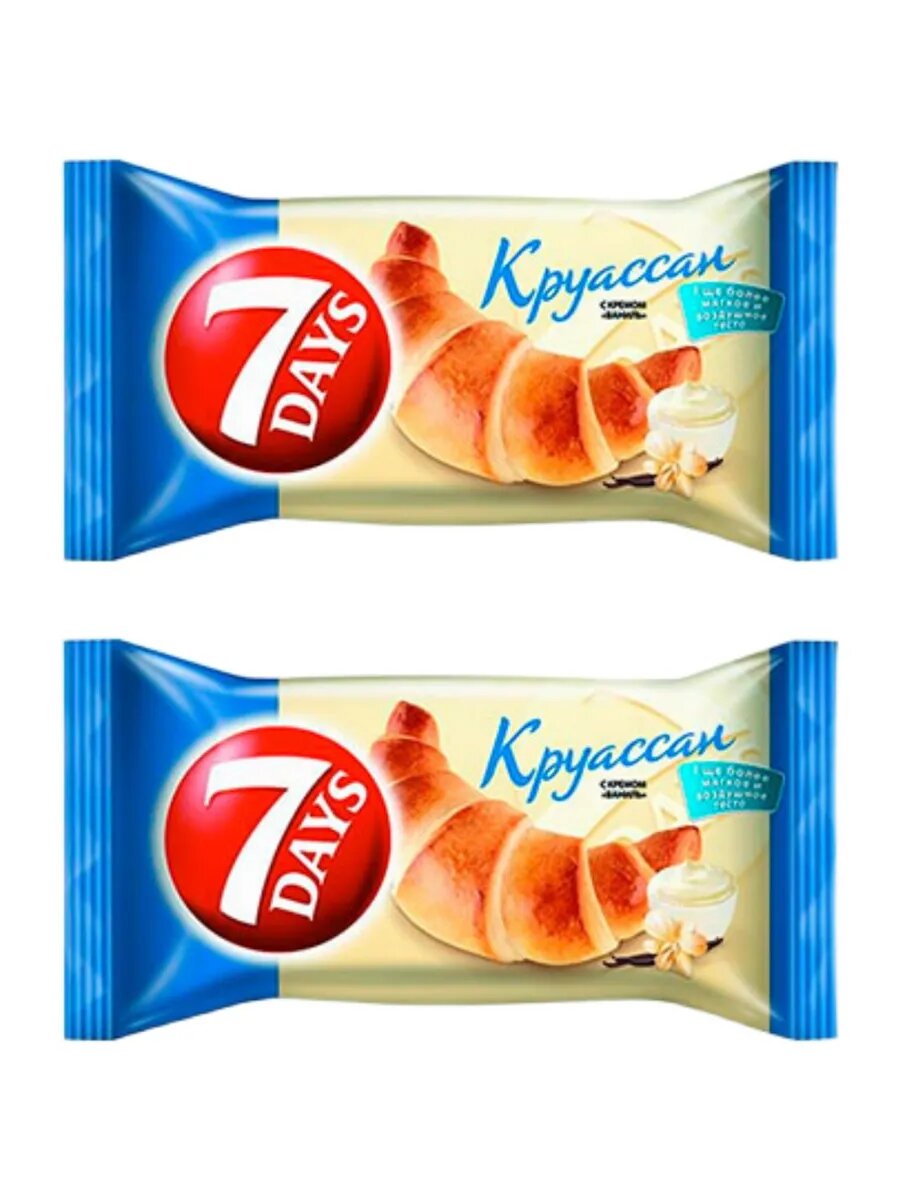 7DAYS Круассаны c кремом со вкусом ваниль, 2 шт по 65 г