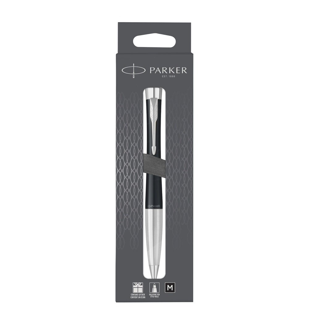 Ручка шариковая Parker "Urban Muted Black CT" черная, 1,0 мм, поворотная, подарочная упаковка (2150858)