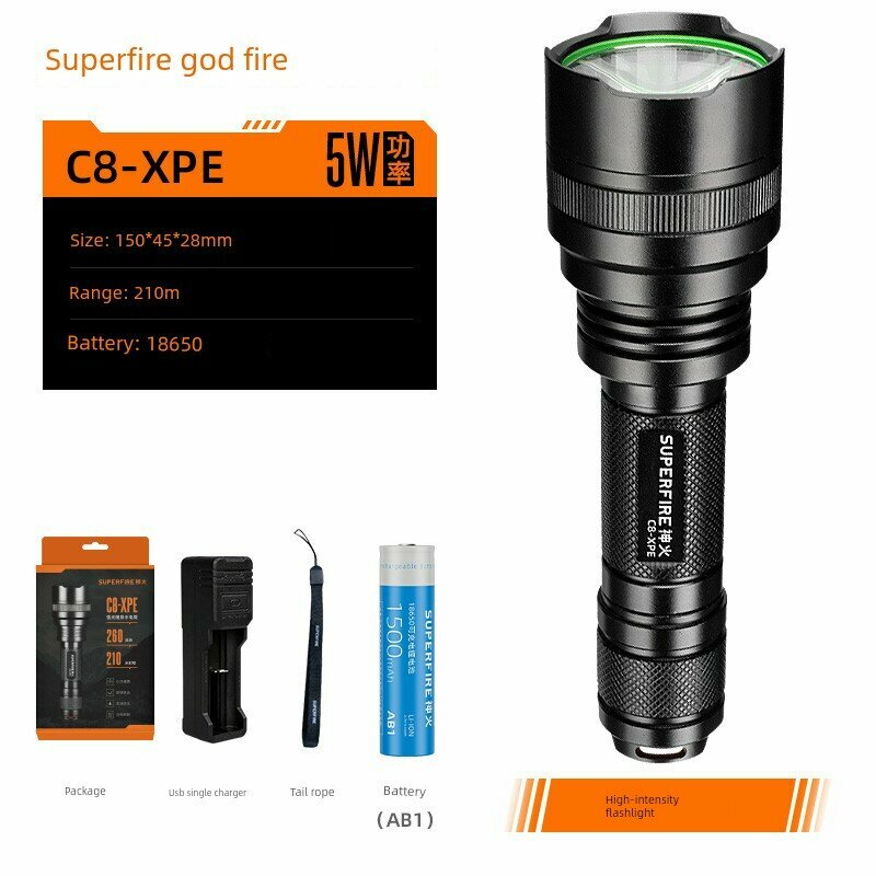 Фонарь Shenhuo C8-XPE, мощный, перезаряжаемый, для дома и улицы, дальнего действия, водонепроницаемый, портативный, на