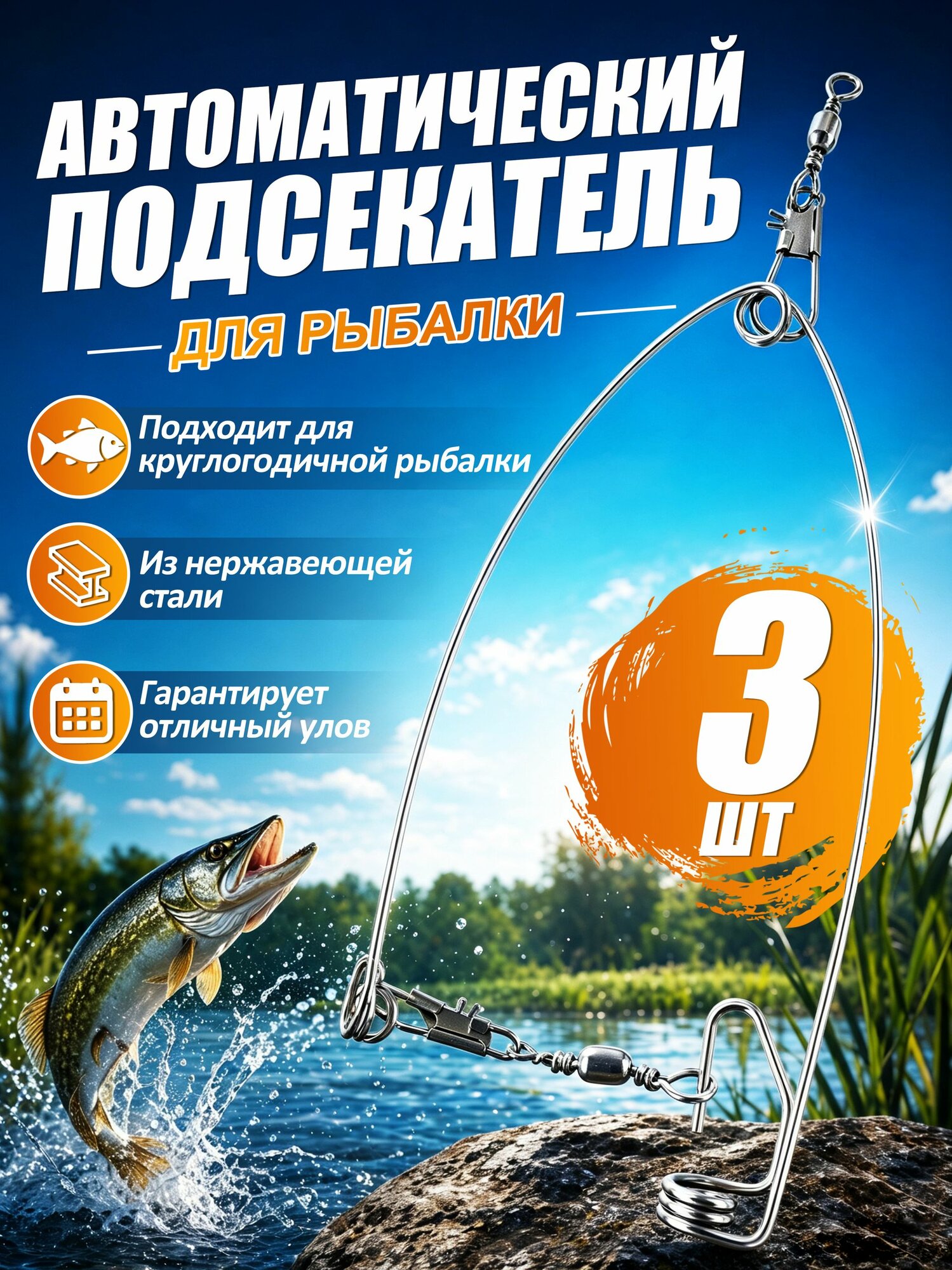 Самоподсекатель для рыбалки, самоподсекатель,3 шт, автоподсекатель, самоловка, для летней рыбалки рыболовная снасть автоматический подсекатель набор для рыбалки