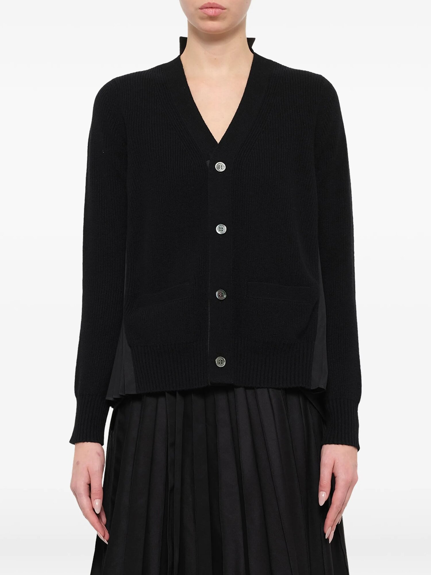 Кардиган Sacai Pleated-panel cardigan, размер 42 — фото 1