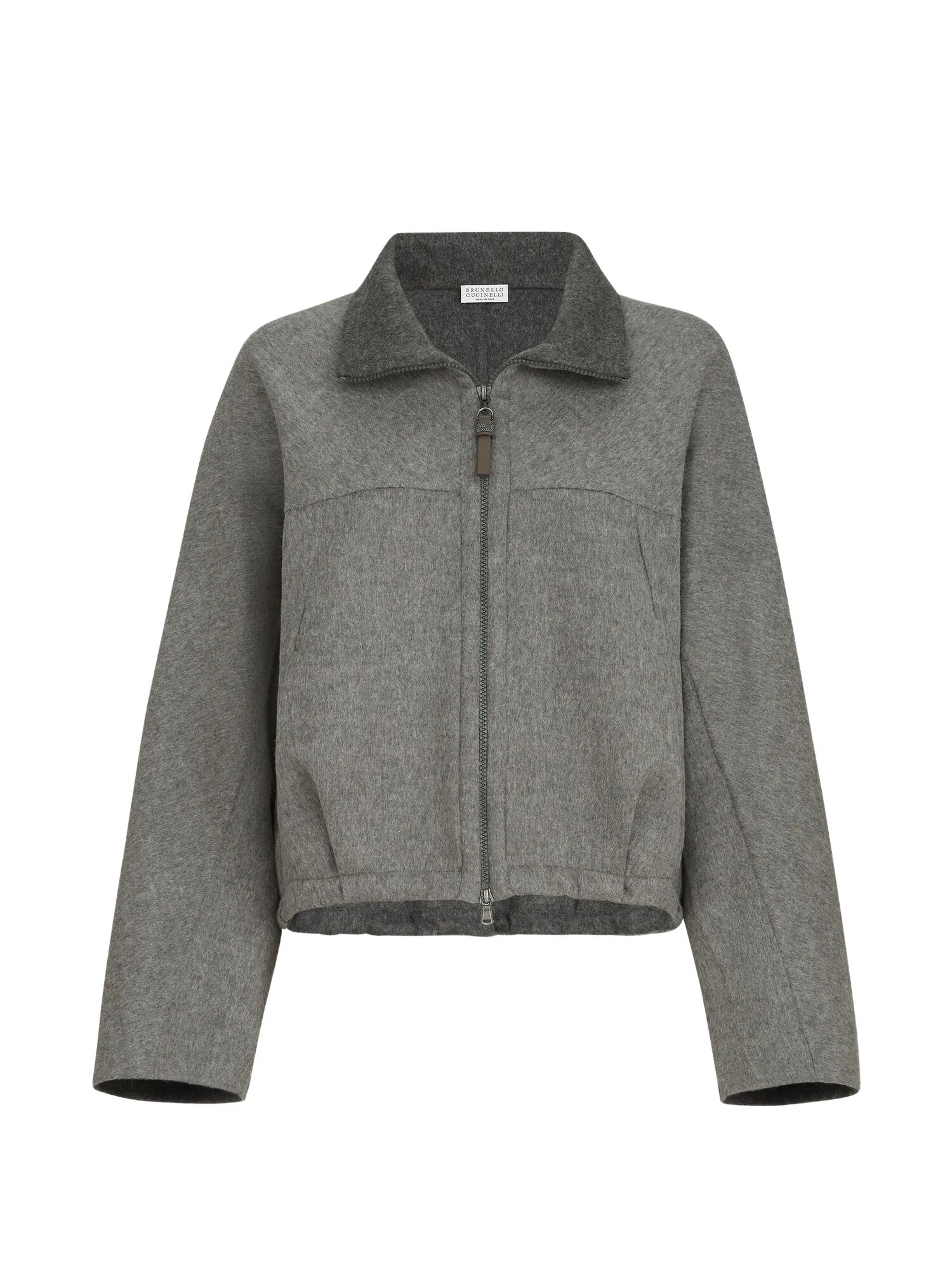 Куртка BRUNELLO CUCINELLI Hand-crafted bomber jacket in virgin wool double cloth with shiny zipper pull