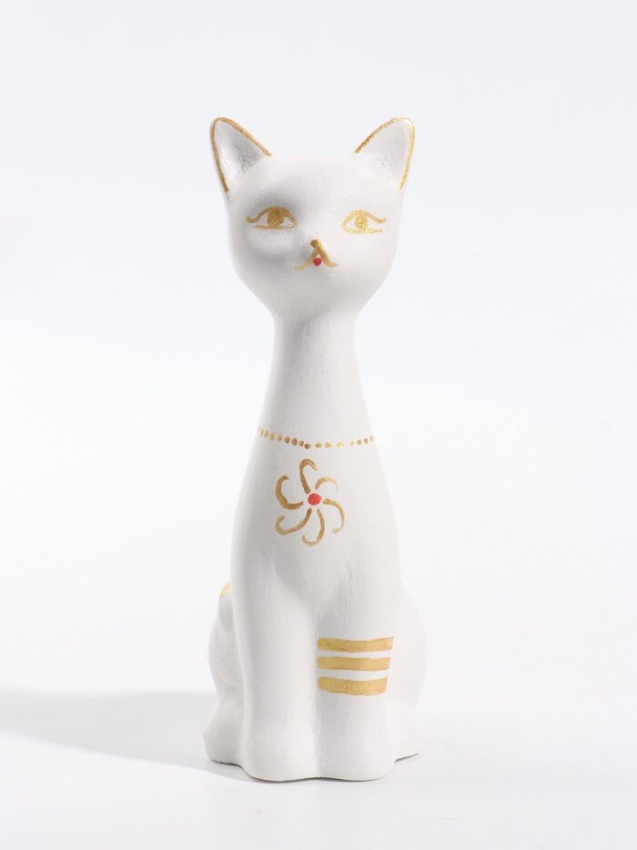 Фигурка декоративная «Кошка-Нефертити», 6.5×18 см, белая