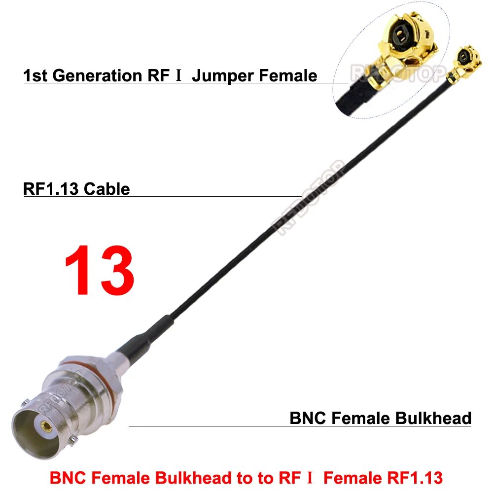 Wi-Fi антенна RFDOTOP Q9 BNC-u. FL RF1 MHF4 1-4 поколение 20cm, RS BNC F to RF1 113