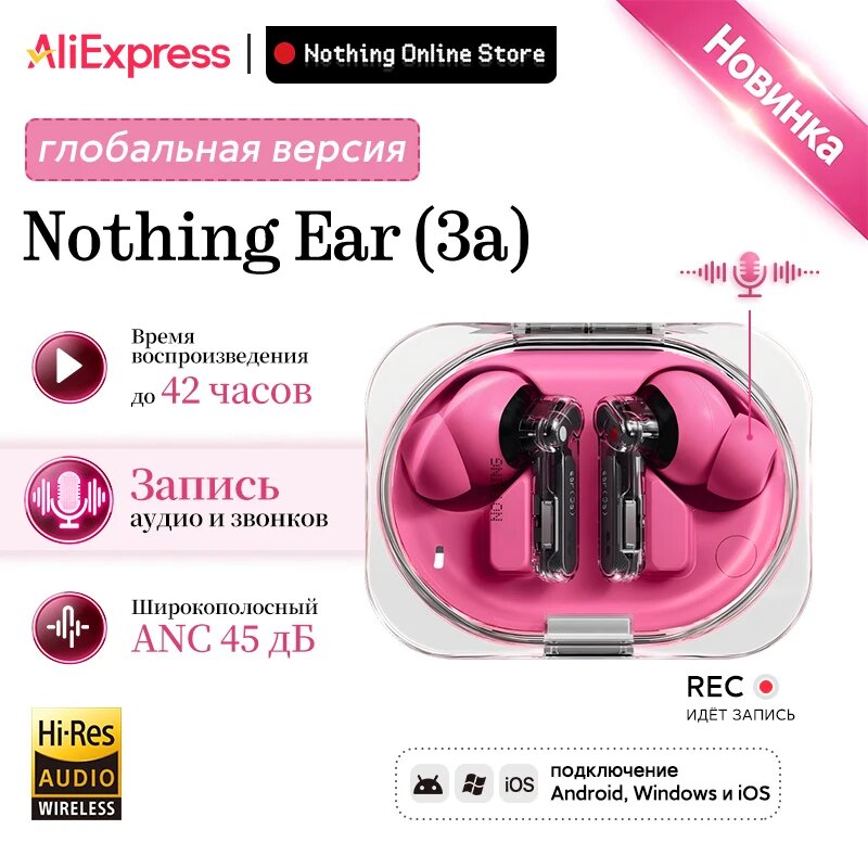 Наушники Nothing Ear (3a) Розовый, Pink