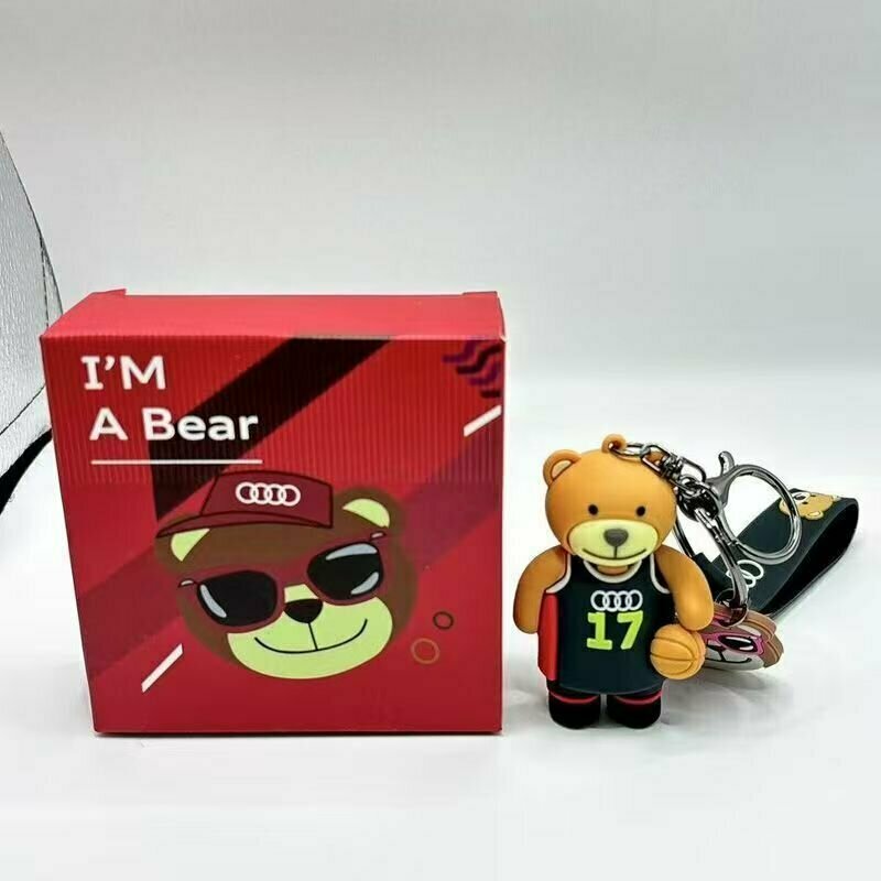 Брелок Audi Blind Box Bear с крючком, силиконовый, для ключей, защита от потери.