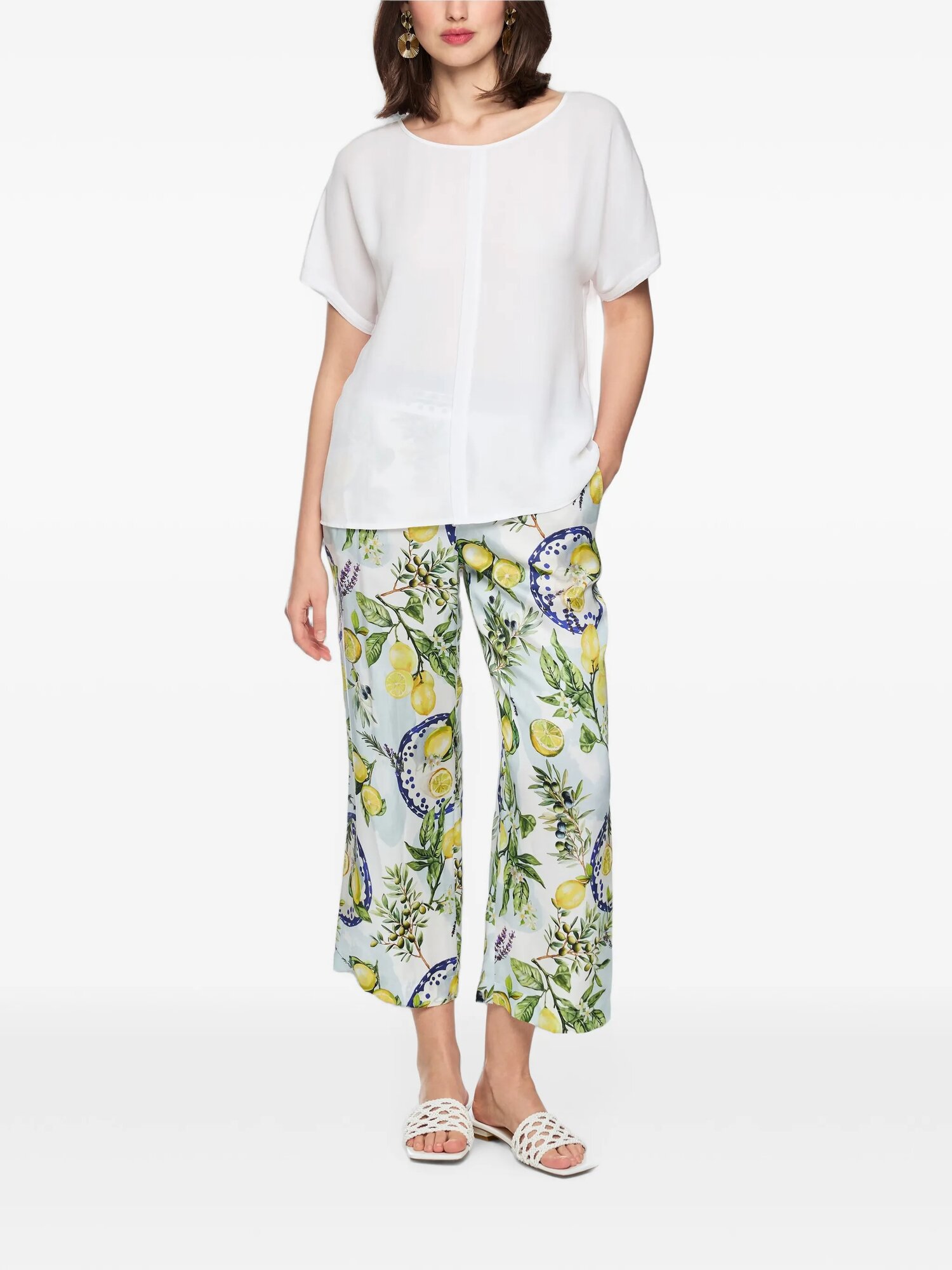 Блуза MARC CAIN Short-sleeve blouse, размер 40, бежевый/белый — фото 1