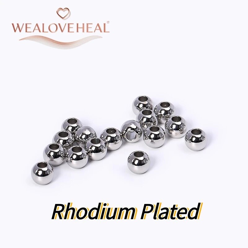 Разделительные бусины WEALOVEHEAL золотые 18K латунные 2-6 Серебряный, 3mm-100 pcs, Rhodium Plated