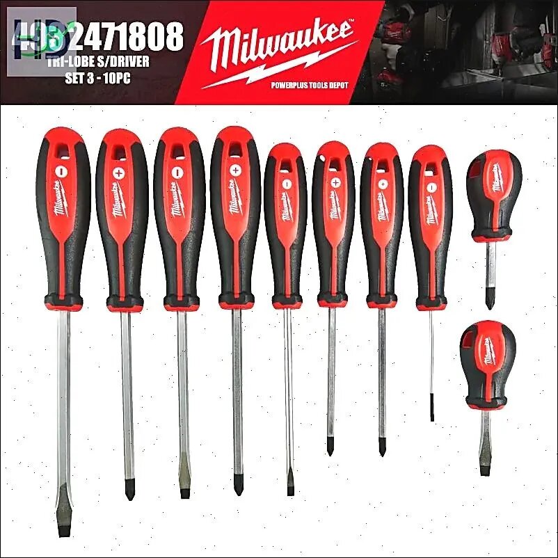 Milwaukee 4932471808 Набор трехлопастных отверток 3 10шт отверток