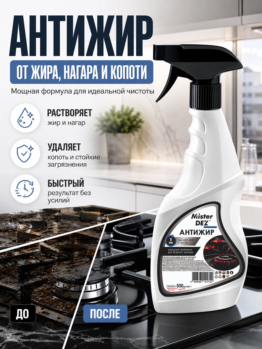 Антижир для кухни, чистящее средство для кухни