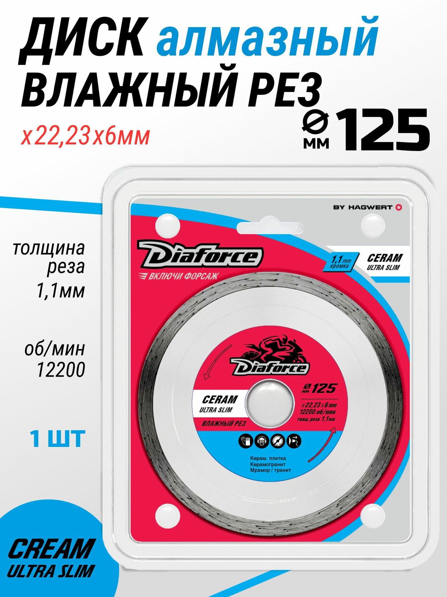 Диск алмазный влажный рез по керамике 125 Ceram Ultra Slim