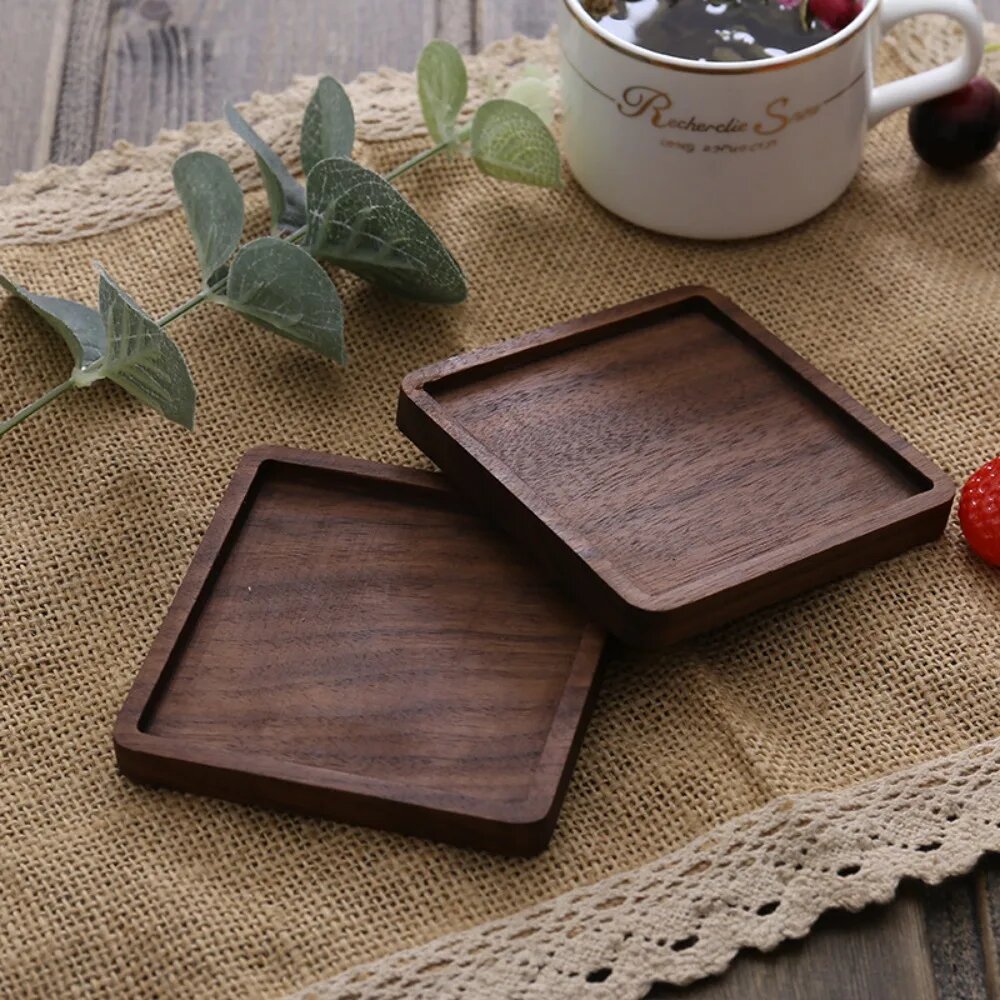 Подставки под кружки из орехового дерева, 8.8 см, Walnut wood S2